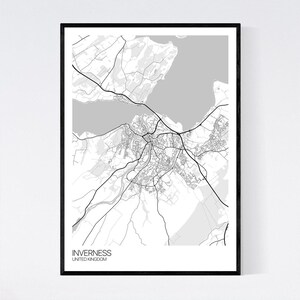 Inverness, Scotland City Map Art Print Many Styles 350gsm Art Quality ...