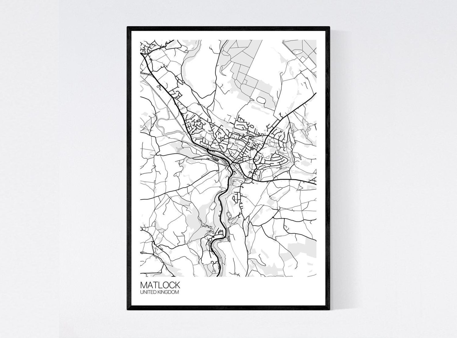 Matlock Map Print Many Colours Fast Delivery Scandi // - Etsy
