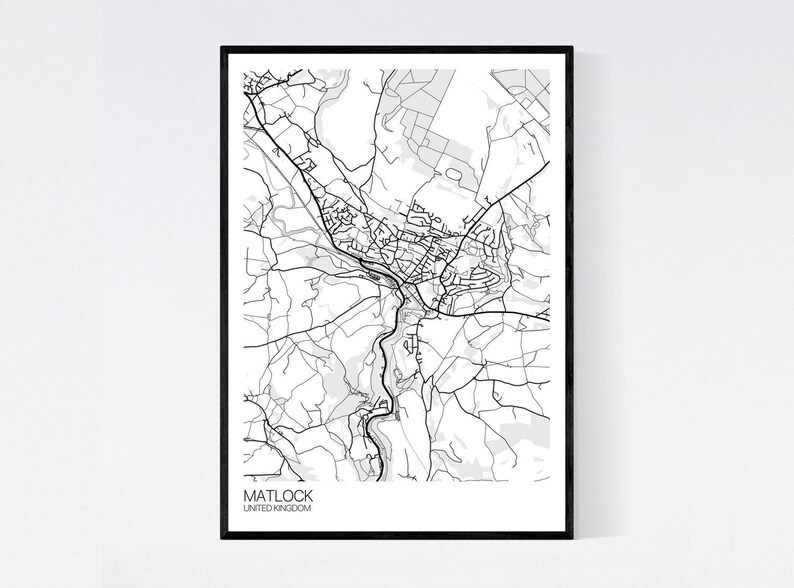 Matlock Map Print Many Colours Fast Delivery Scandi // - Etsy