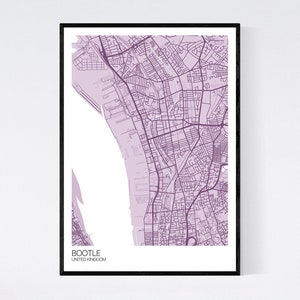 Bootle, United Kingdom Map Print Many Colours Fast Delivery // Retro ...