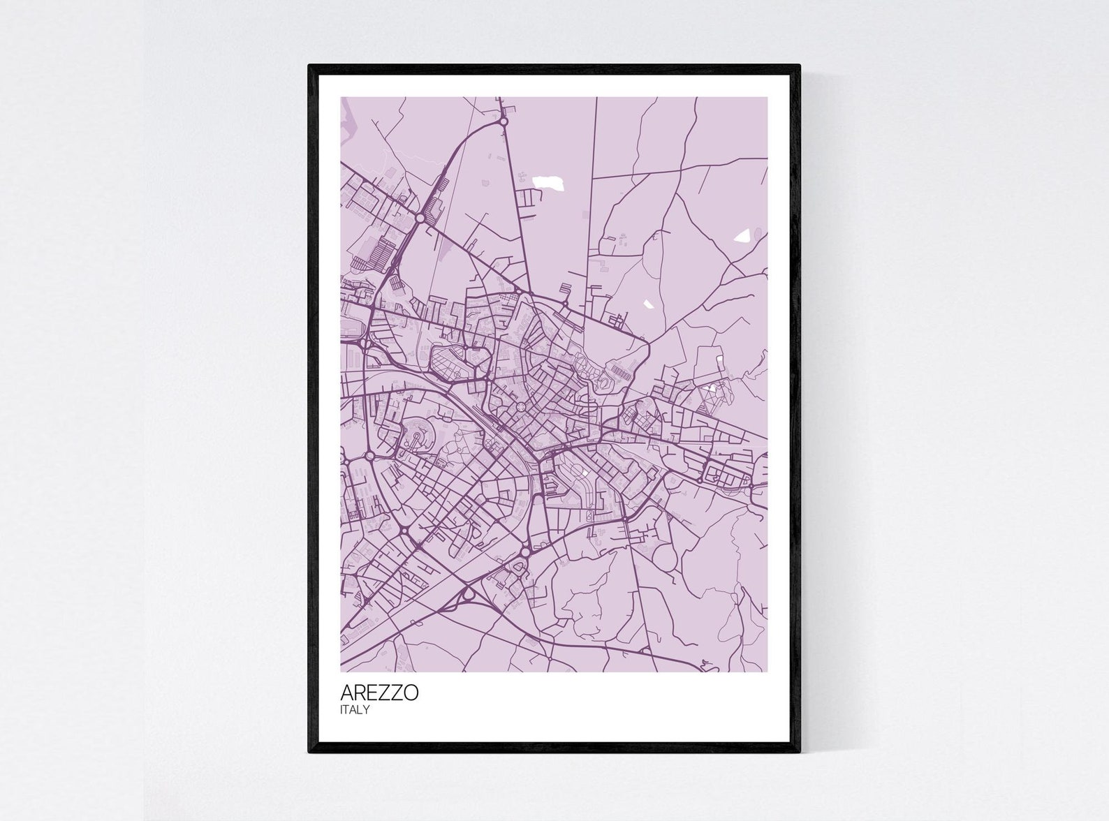 Arezzo Italy Map Art Print Many Colours Art Quality Paper | Etsy