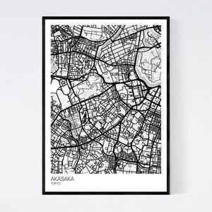 Akasaka, Tokyo, Japan Map Print Many Colours Fast Delivery Scandi ...