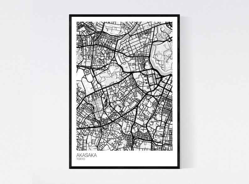 Akasaka Tokyo Japan Map Print Many Colours Fast Delivery | Etsy