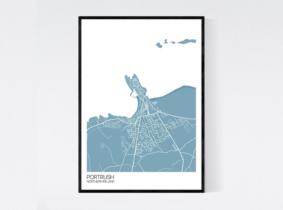 Portrush Northern Ireland Map Art Print Many Colours | Etsy