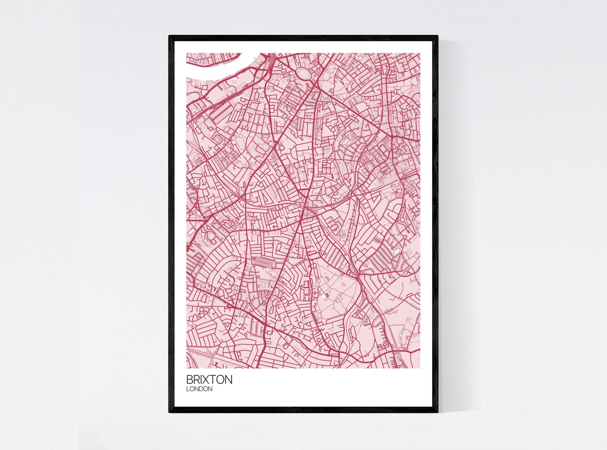 Brixton London Map Art Print Many Styles 350gsm Art | Etsy