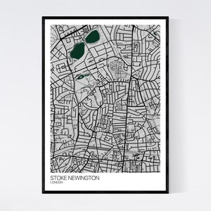 Stoke Newington, London Map Art Print Many Colours 350gsm Art Quality ...