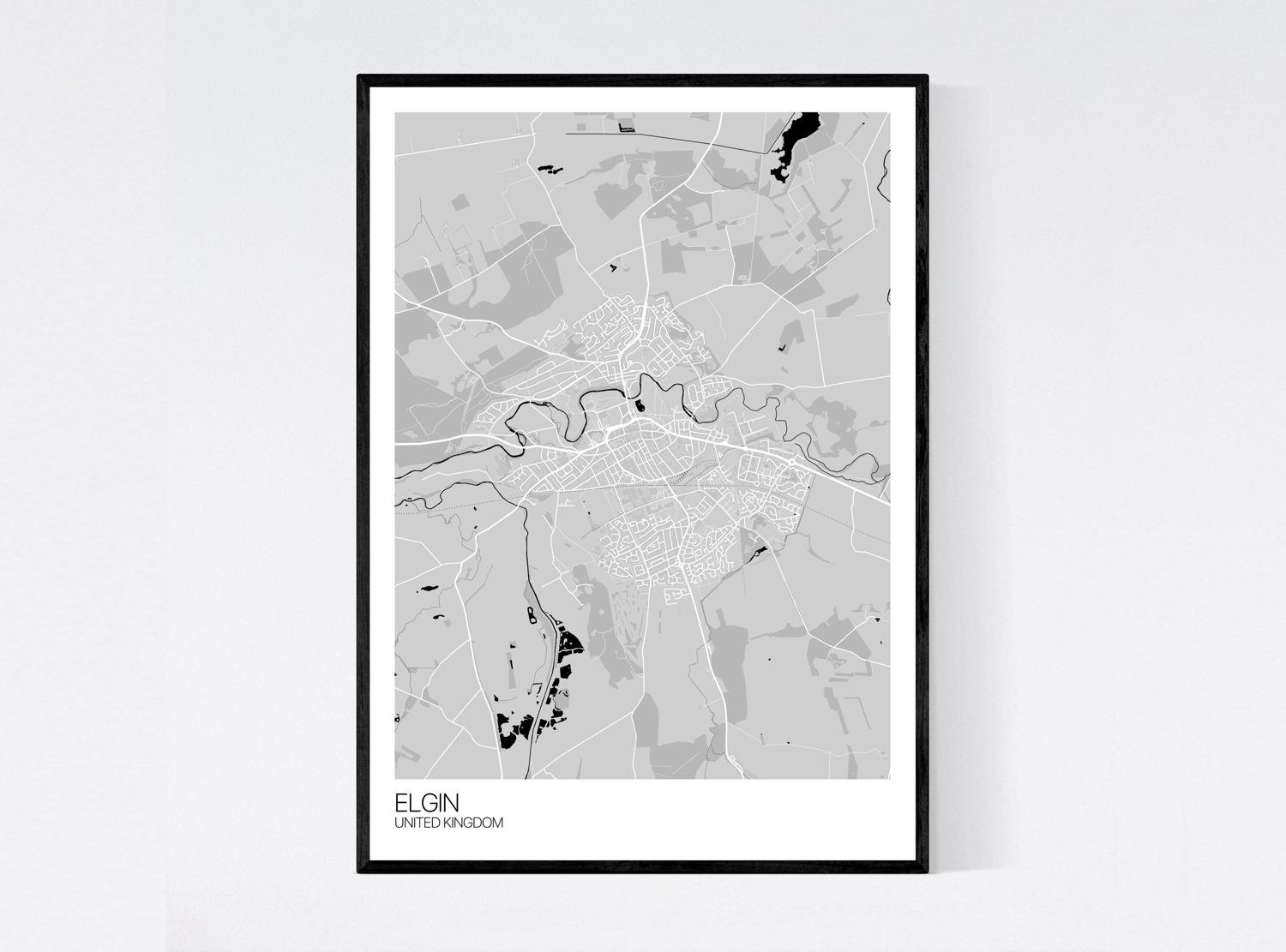Elgin Scotland City Map Art Print Many Styles 350gsm Art | Etsy