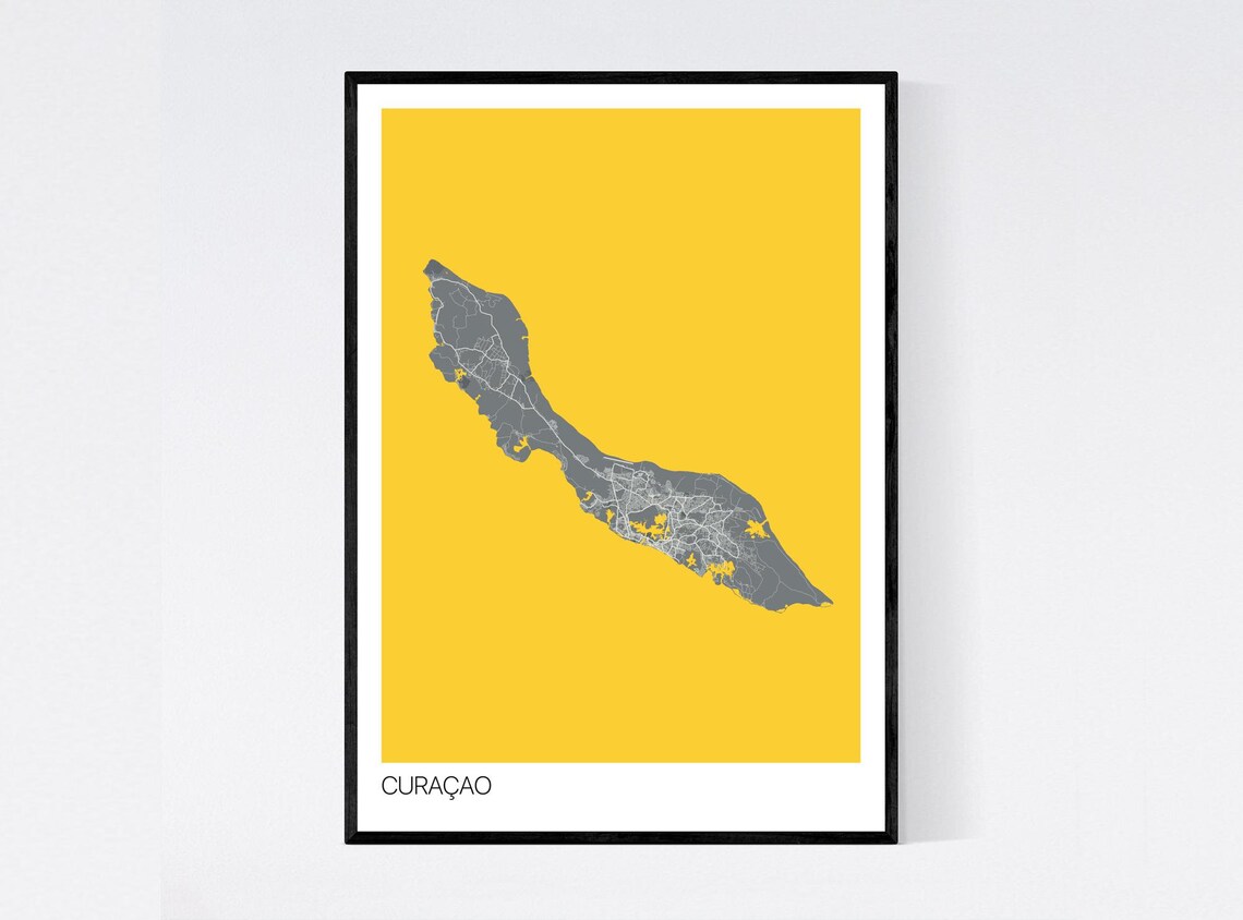 Curaçao Island Map Art Print Many Styles 350gsm Art | Etsy
