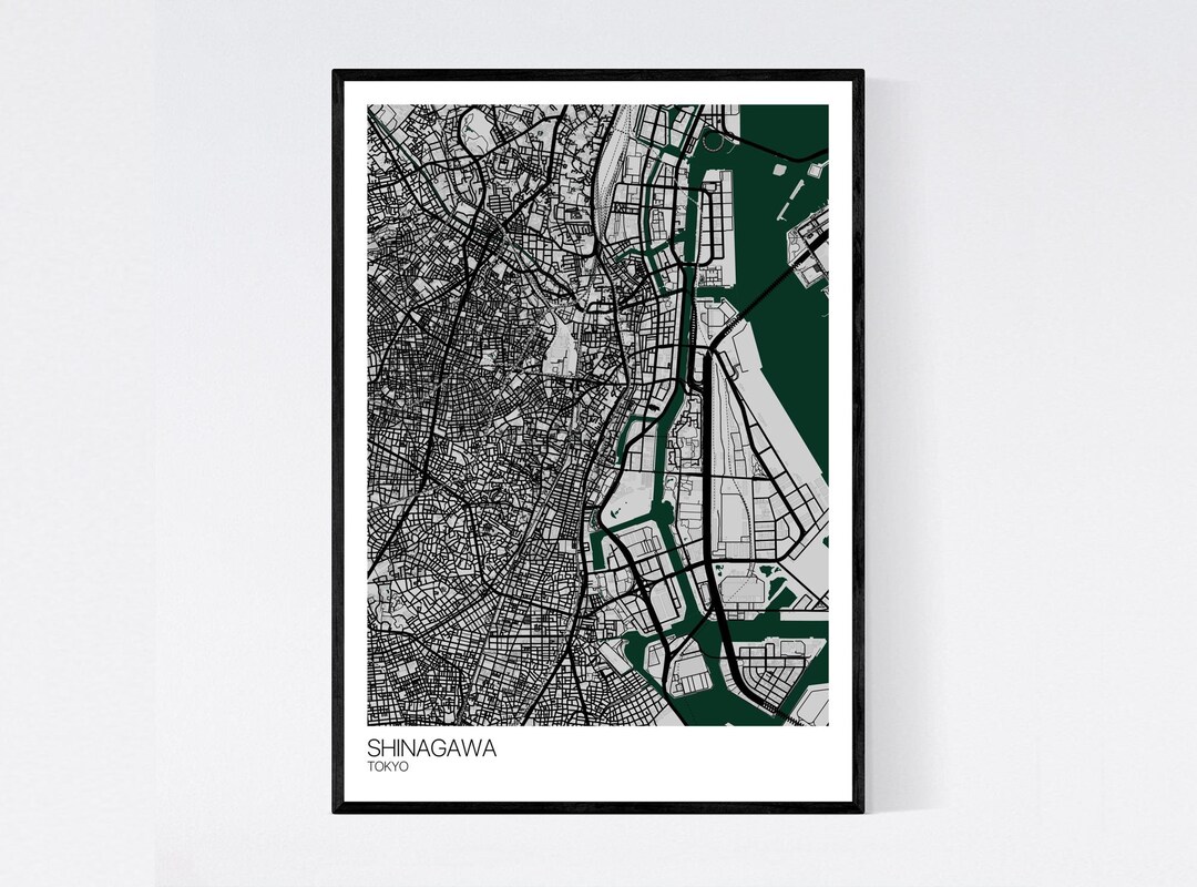 Shinagawa, Tokyo Map Print Many Colours Fast Delivery Scandi // Vintage ...