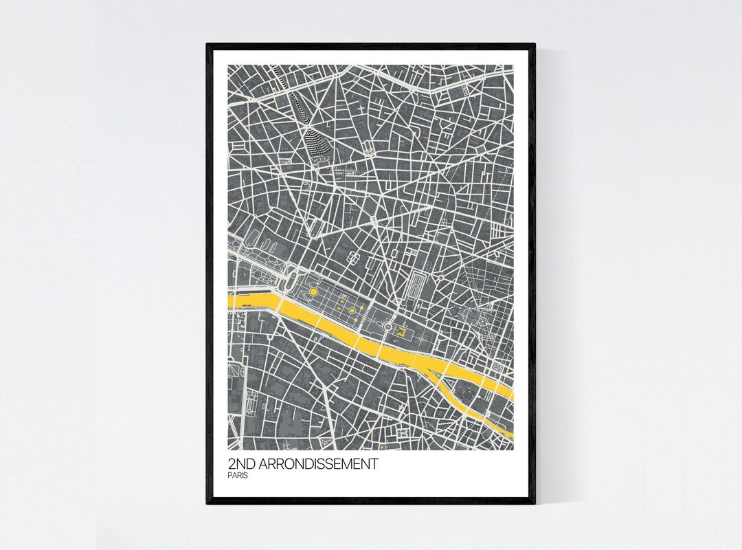 2nd Arrondissement Paris, France Map Art Print - Art Quality Paper ...