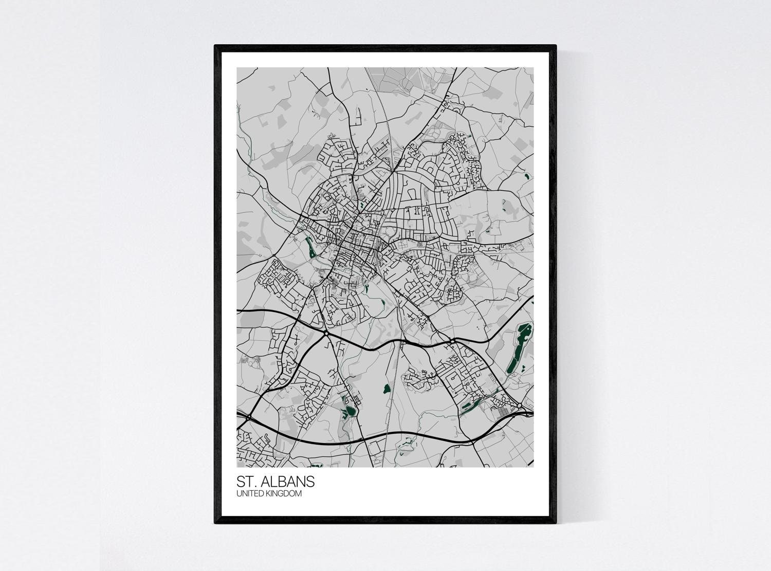 St. Albans United Kingdom City Map Art Print Many Colours - Etsy UK