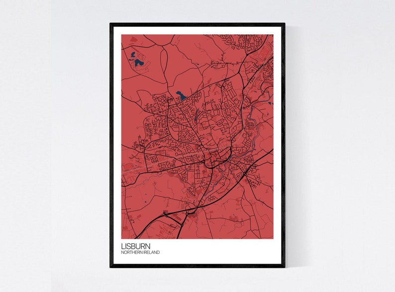 Lisburn City Map Art Print Many Styles 350gsm Art Quality | Etsy