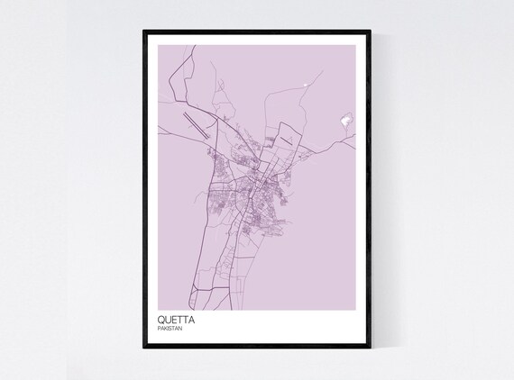 Quetta Pakistan Map Art Print Many Styles Art Quality | Etsy