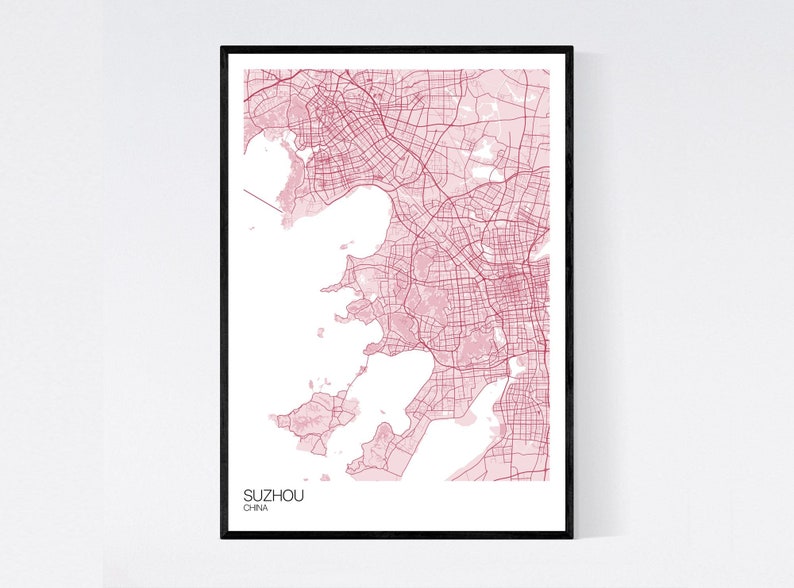 Suzhou China Map Art Print Many Styles Art Quality Paper - Etsy