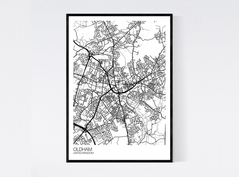 Oldham United Kingdom City Map Art Print Many Colours | Etsy