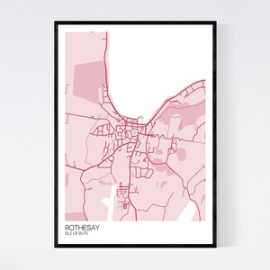 Rothesay, Isle of Bute Map Art Print Many Colours 350gsm Art Quality ...