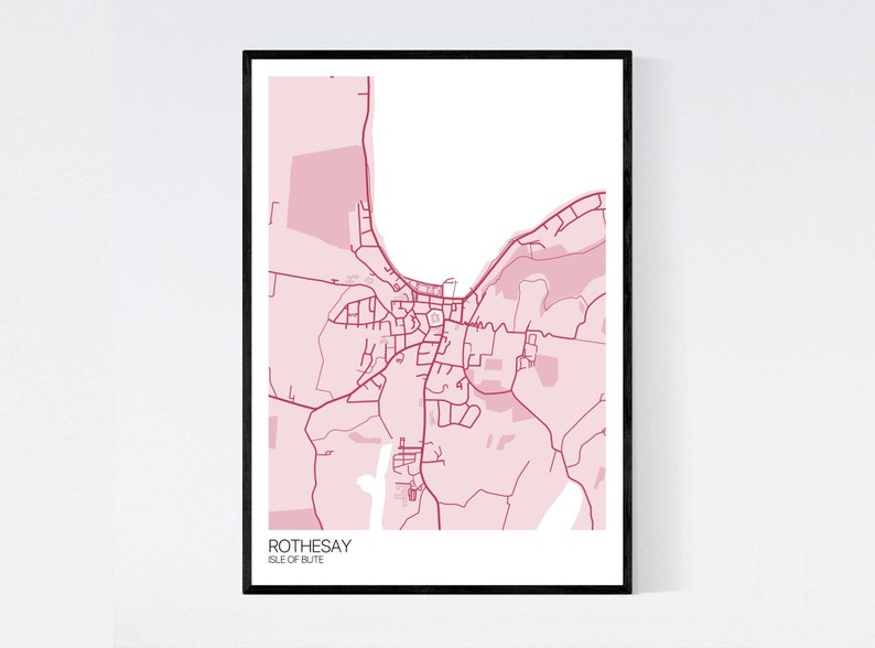 Rothesay Isle of Bute Map Art Print Many Colours 350gsm - Etsy