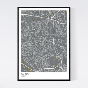 Ealing, London Map Art Print Many Colours 350gsm Art Quality Paper Fast ...