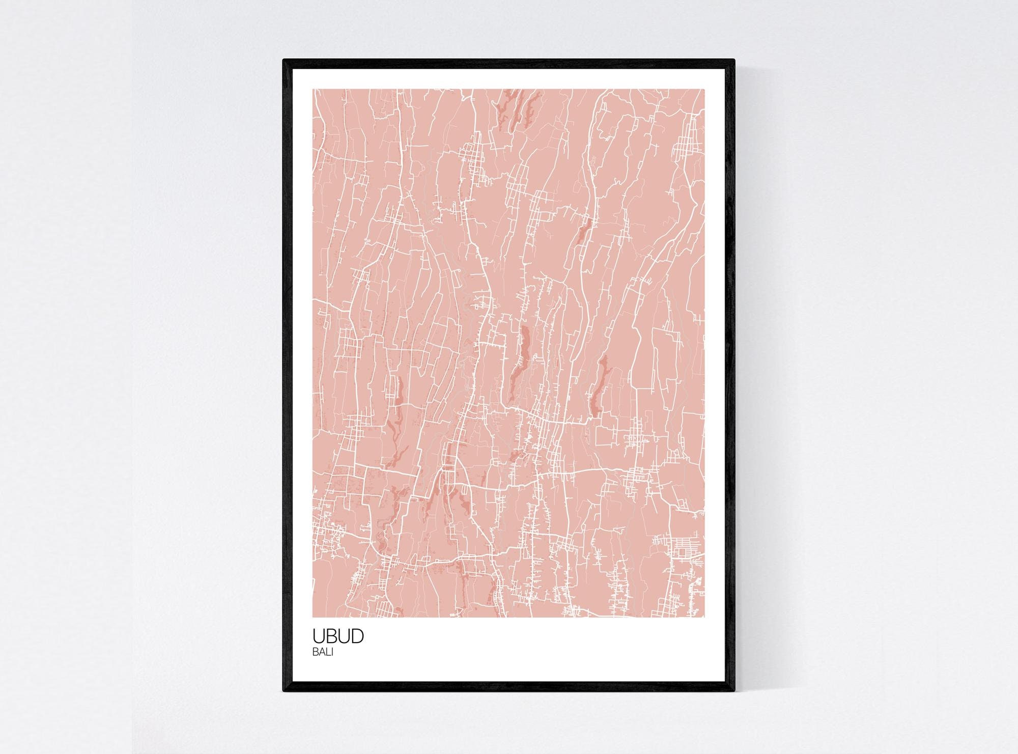 Ubud Bali Map Art Print Many Styles Art Quality Paper | Etsy