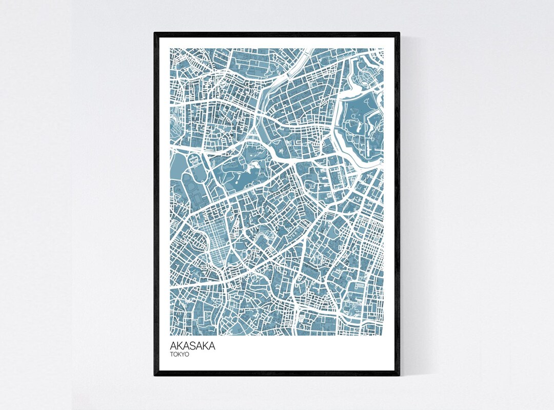 Akasaka, Tokyo, Japan Map Print Many Colours Fast Delivery Scandi ...
