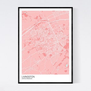 Livingston, Scotland City Map Art Print Many Styles 350gsm Art Quality ...