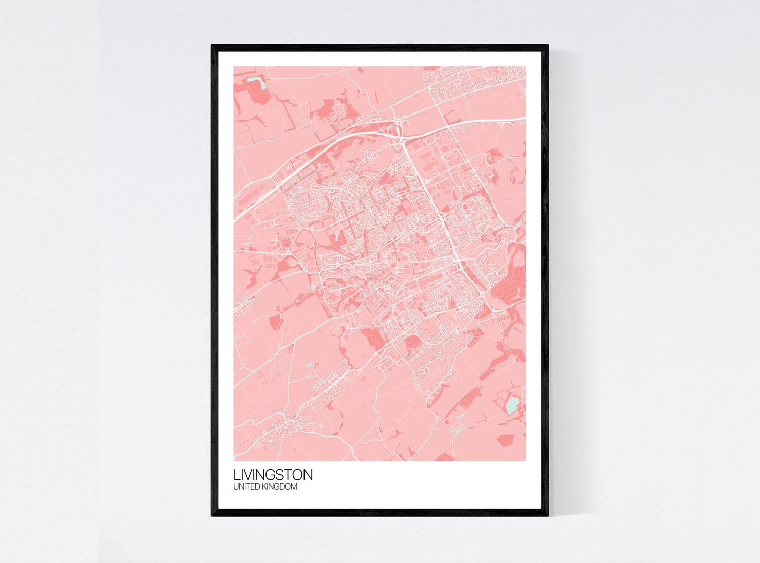 Livingston Scotland City Map Art Print Many Styles 350gsm | Etsy