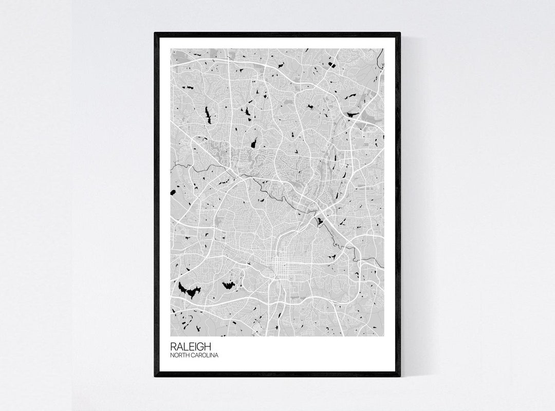 Raleigh, North Carolina Map Print Many Colours Printed on Art Quality ...