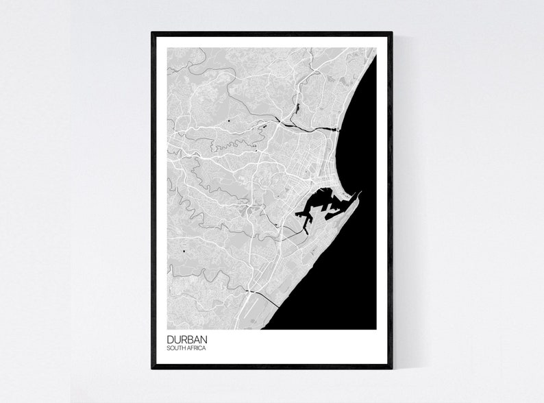 Durban South Africa Map Art Print Many Styles Art Quality | Etsy