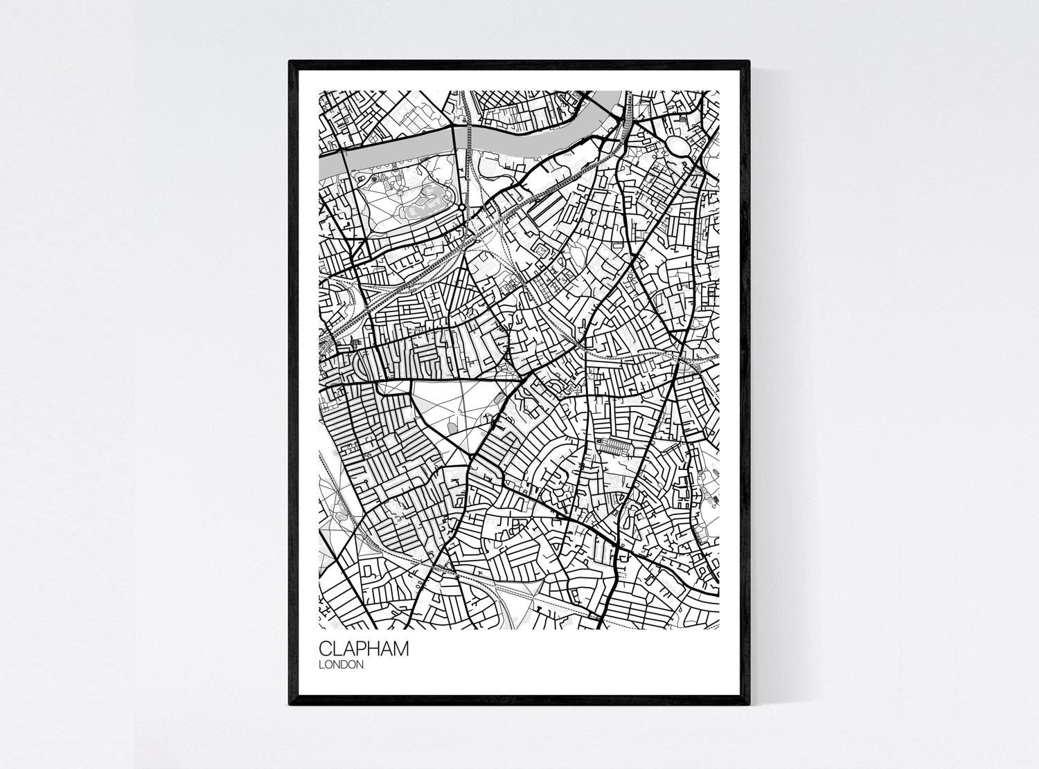 Clapham London Map Art Print Many Colours 350gsm Art - Etsy UK