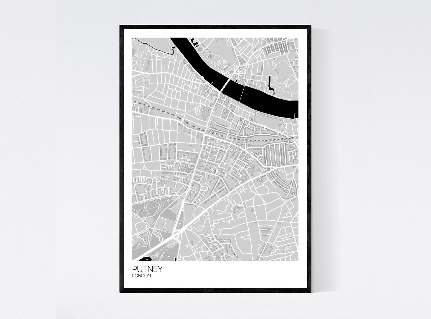 Putney London Map Art Print Many Colours 350gsm Art | Etsy