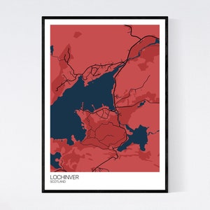 Lochinver, Scotland Map Art Print Many Colours 350gsm Art Quality Paper ...