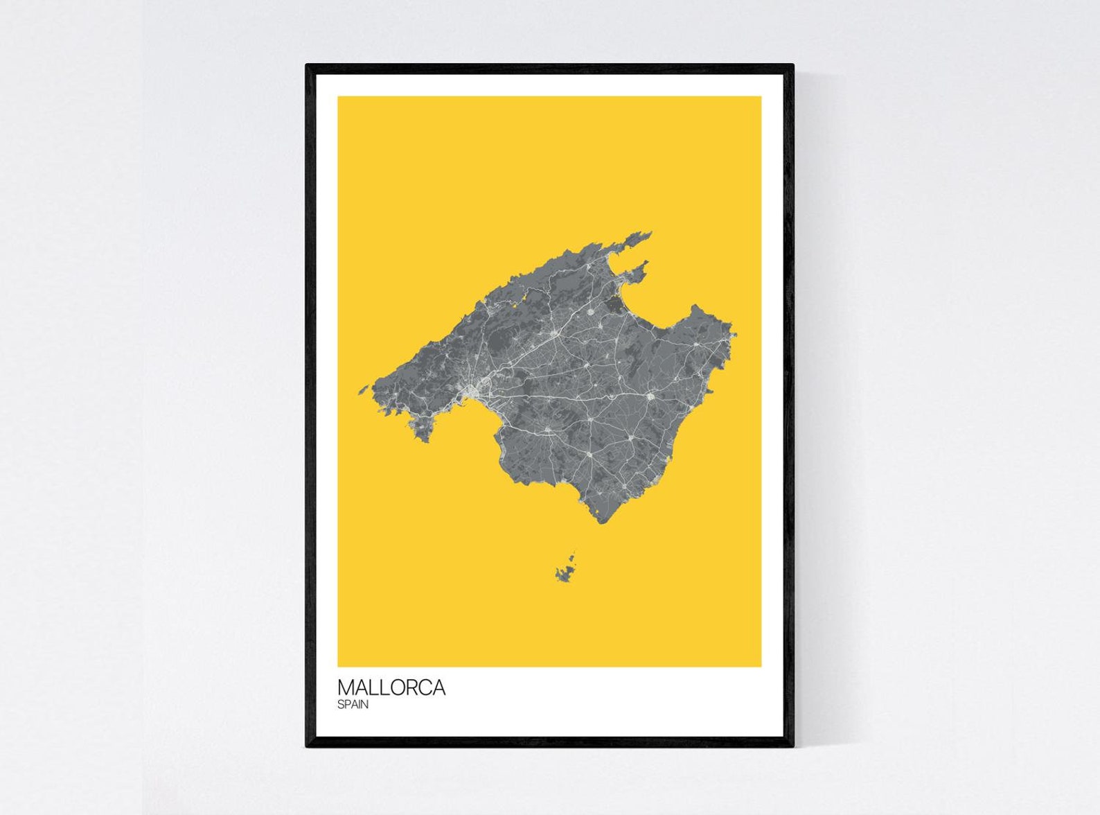 Mallorca Spain Island Map Art Print Many Colours 350gsm | Etsy