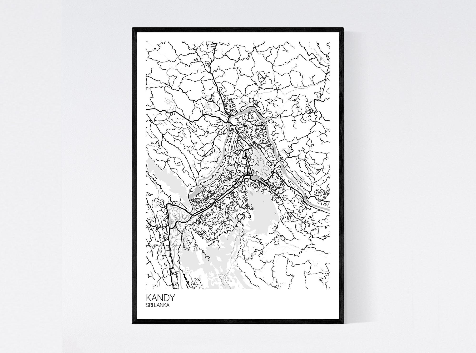 Kandy Sri Lanka Map Art Print Many Styles Art Quality | Etsy