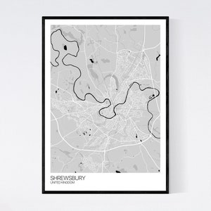 Shrewsbury Town Map Art Print Many Styles 350gsm Art - Etsy