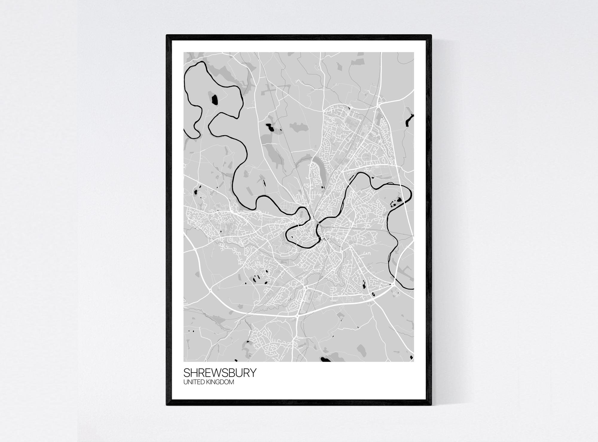 Shrewsbury Town Map Art Print Many Styles 350gsm Art | Etsy