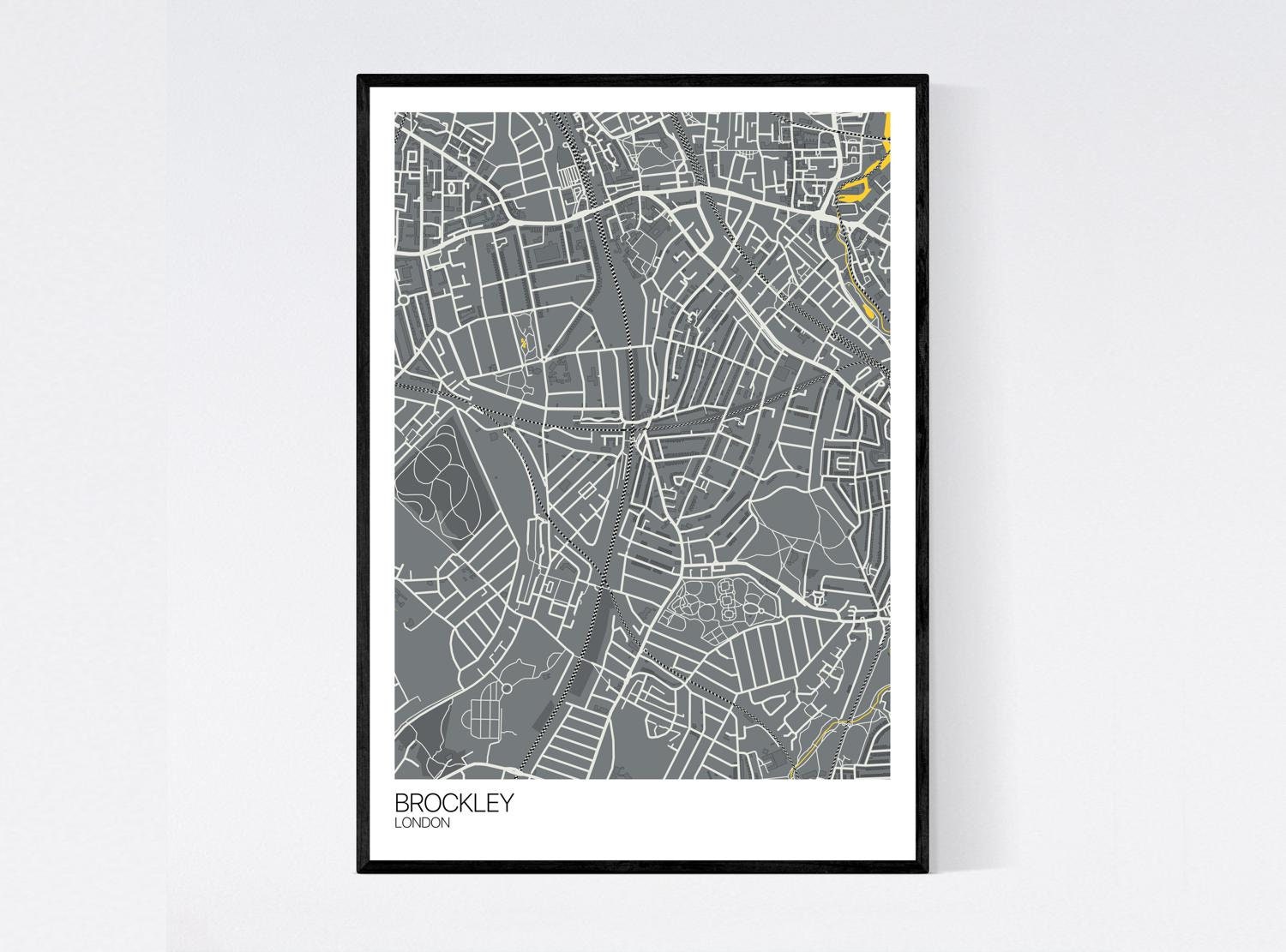 Brockley London Map Art Print Many Colours 350gsm Art | Etsy