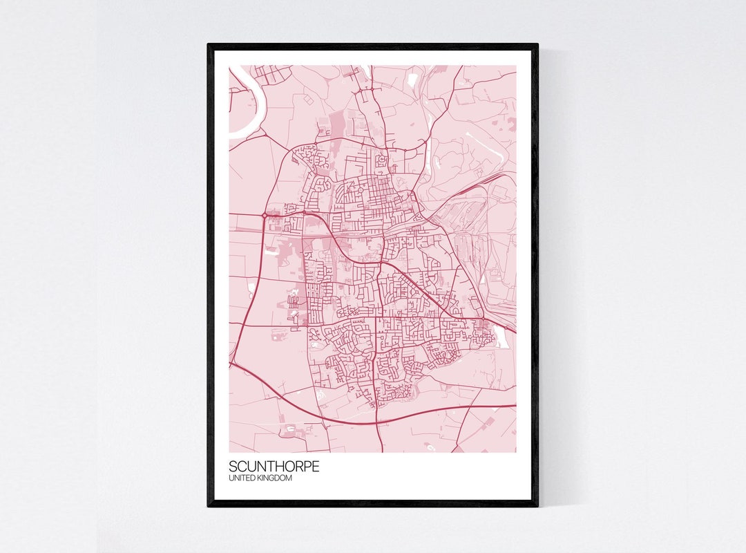 Scunthorpe Town Map Art Print - Many Styles - 350gsm Art Quality Paper ...