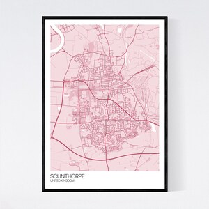 Scunthorpe Town Map Art Print - Many Styles - 350gsm Art Quality Paper ...