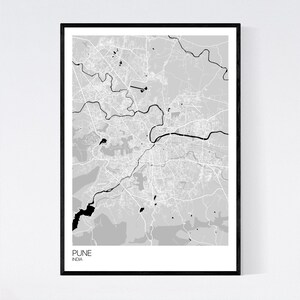 Pune, India Map Art Print Many Styles Art Quality Paper Fast Delivery ...