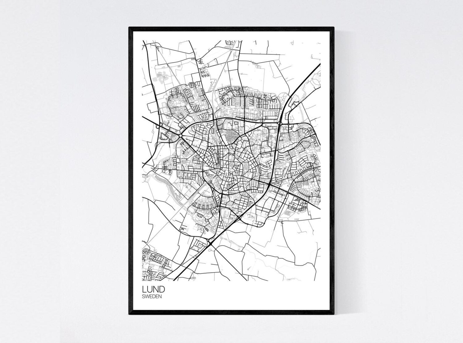 Lund Sweden Map Art Print Many Styles 350gsm Art Quality | Etsy