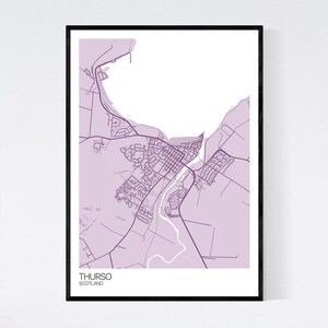 Thurso, Scotland Map Art Print Many Styles 350gsm Art Quality Paper ...
