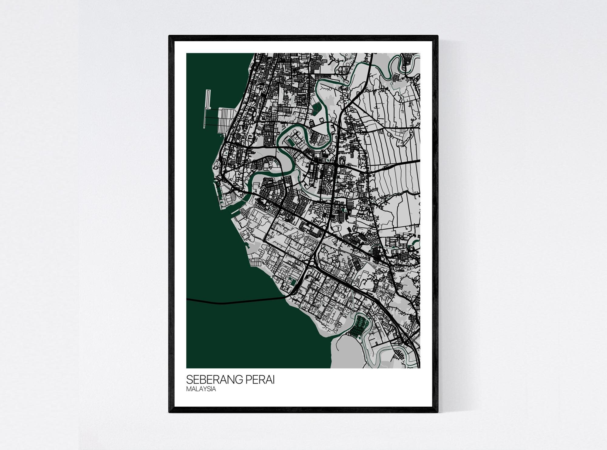 Seberang Perai Malaysia Map Art Print Many Styles Art | Etsy