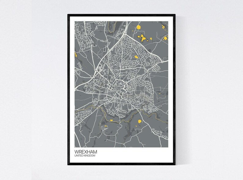 Wrexham Wales City Map Art Print Many Styles 350gsm Art - Etsy