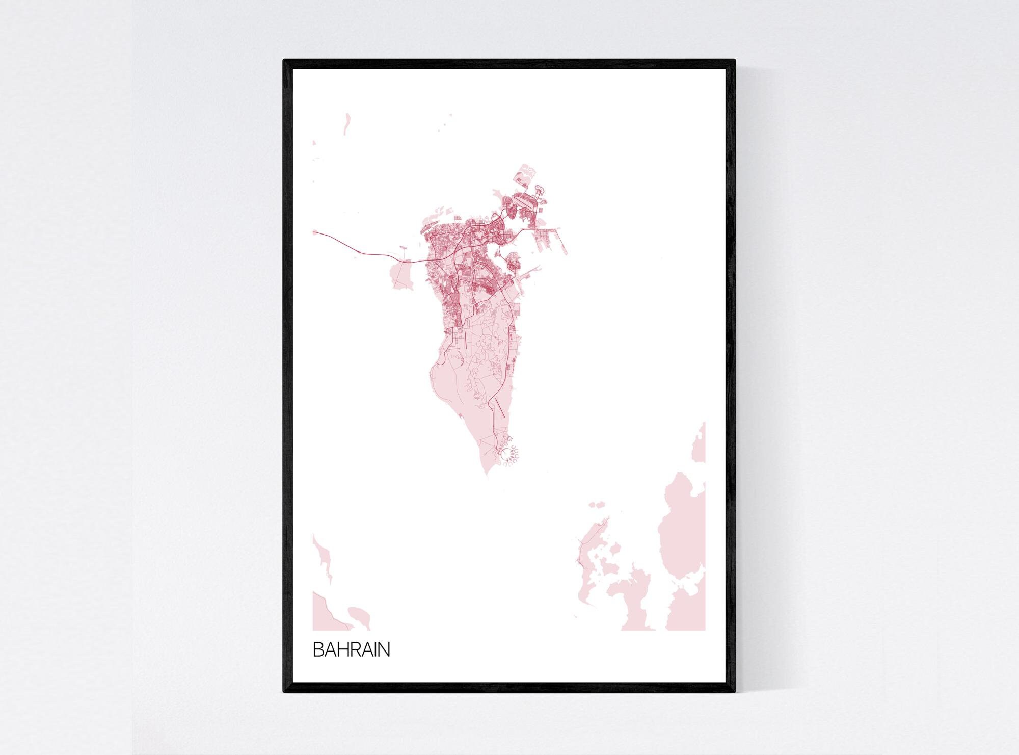 Bahrain Map Art Print Many Styles Art Quality Paper Fast | Etsy