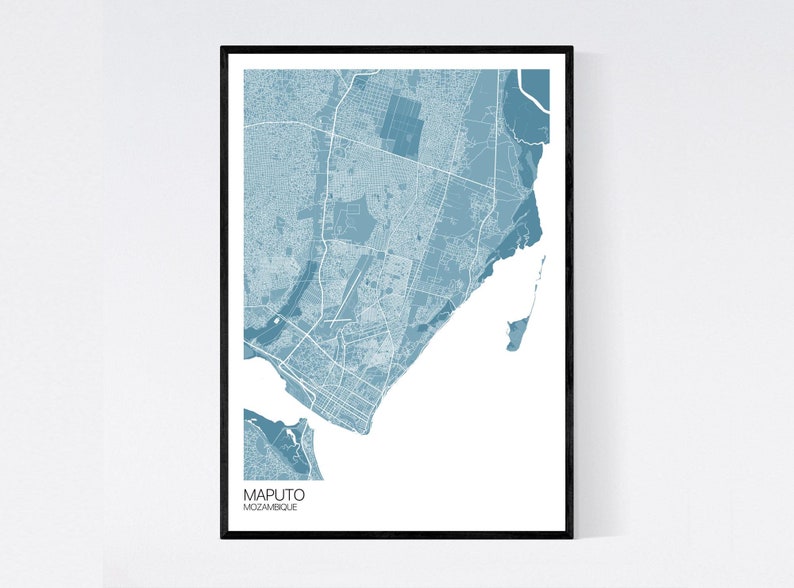 Maputo Mozambique Map Art Print Many Styles Art Quality - Etsy