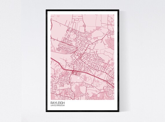Rayleigh United Kingdom City Map Art Print Many Colours | Etsy