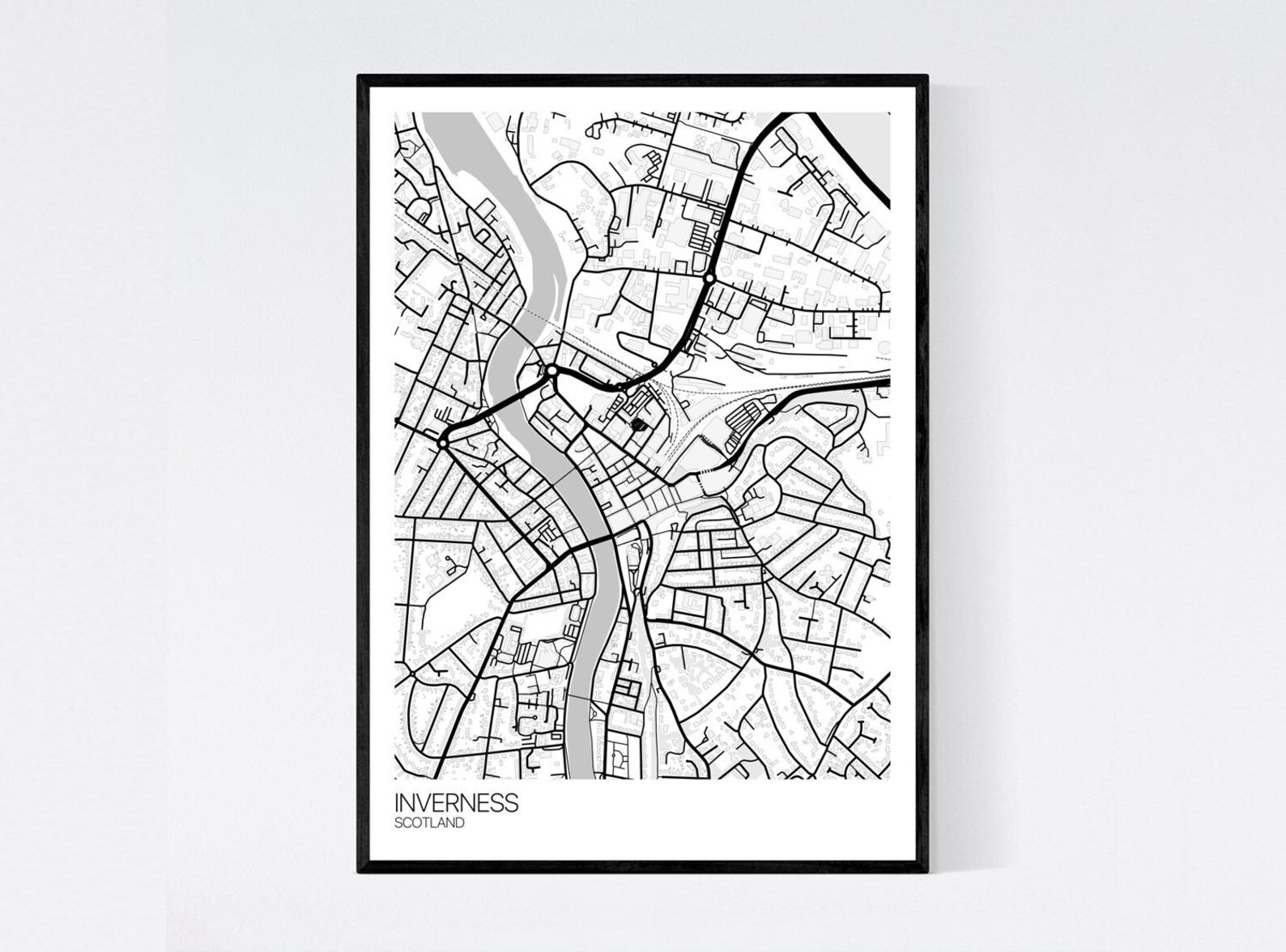 Inverness City Centre Map Art Print Many Colours 350gsm | Etsy