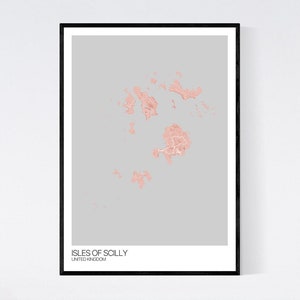 Isles of Scilly Map Print - Many Colours - 350gsm Art Quality Paper ...