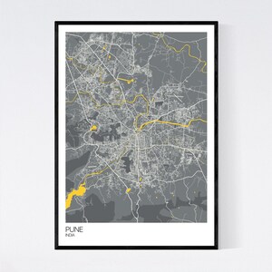 Pune, India Map Art Print Many Styles Art Quality Paper Fast Delivery ...