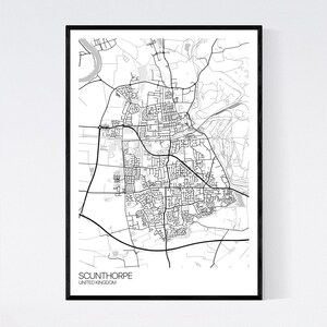 Scunthorpe Town Map Art Print - Many Styles - 350gsm Art Quality Paper ...